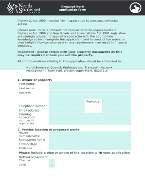 Highways Act 1980 - section 184 application to construct vehicular ...
