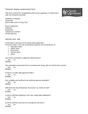 Firework display assessment Doc Template | pdfFiller