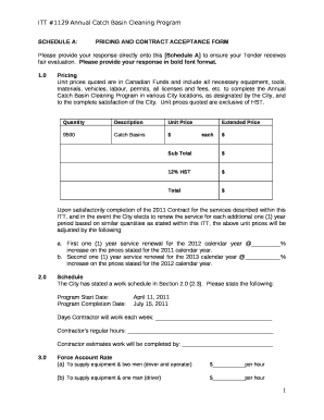SCHEDULE A:PRICING AND CONTRACT ACCEPTANCE Doc Template | pdfFiller