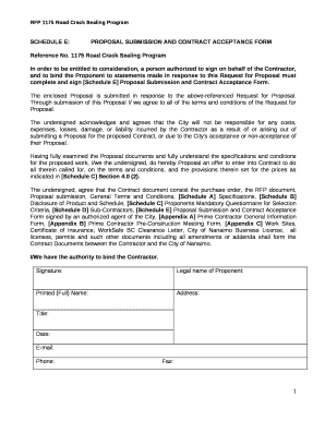 SCHEDULE E:PROPOSAL SUBMISSION AND CONTRACT ACCEPTANCE Doc Template ...