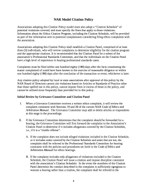 NAR Model Citation Policy Doc Template | pdfFiller