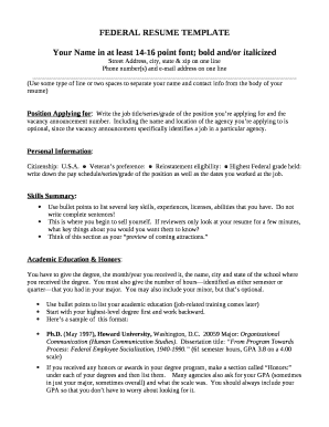contoh template resume Doc Template | pdfFiller