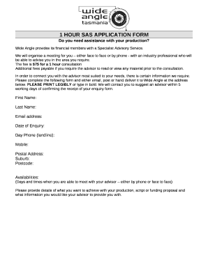 1 HOUR SAS APPLICATION Doc Template | pdfFiller
