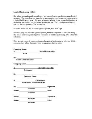 Limited Partnership template Doc Template | pdfFiller