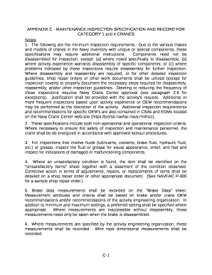 APPENDIX C - MAINTENANCE INSPECTION SPECIFICATION AND RECORD FOR ...