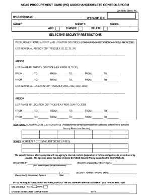 NCAS PROCUREMENT CARD (PC) ADD/CHANGE/DELETE CONTROLS Doc Template ...