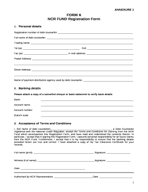 NCR FUND Registration Doc Template | pdfFiller