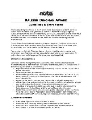 Raleigh Dingman Award Doc Template | pdfFiller