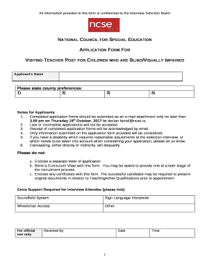 Visiting Teacher Post for Children who are Blind/Visually Impaired Doc ...