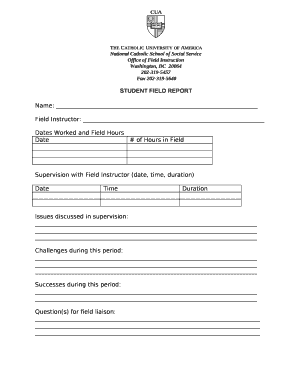 STUDENT FIELD REPORT - ncsss cua Doc Template | pdfFiller