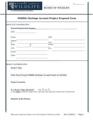 Wildlife Heritage Account Project Proposal Doc Template | pdfFiller