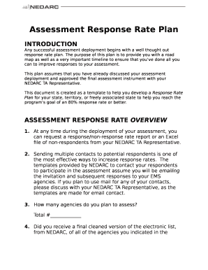Assessment Response Rate Plan Doc Template | pdfFiller
