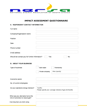 IMPACT ASSESSMENT QUESTIONNAIRE Doc Template | pdfFiller