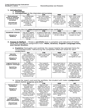 Triad Conferencing Evaluation - curriculum nesd Doc Template | pdfFiller