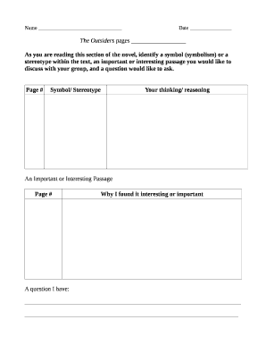 the outsiders worksheets pdf Doc Template | pdfFiller