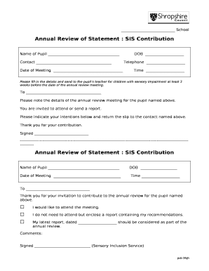 Annual Review of Statement : SIS Contribution Doc Template | pdfFiller