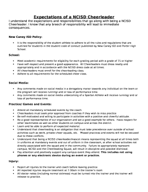 Expectations of a NCISD Cheerleader Doc Template | pdfFiller