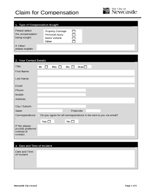 Type of Compensation Sought Doc Template | pdfFiller