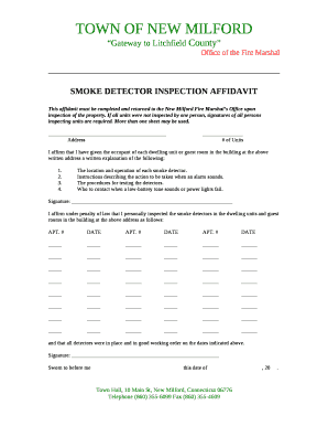 SMOKE DETECTOR INSPECTION AFFIDAVIT Doc Template | pdfFiller