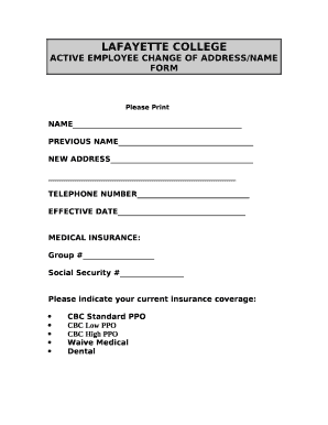 ACTIVE EMPLOYEE CHANGE OF ADDRESS/NAME - hr lafayette Doc Template ...