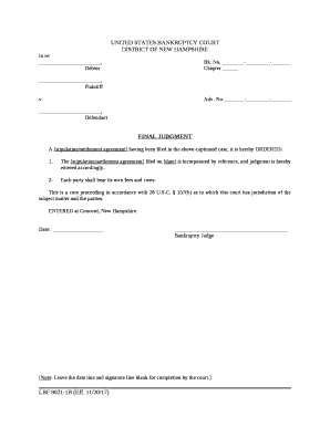 A stipulation/settlement agreement having been filed in the above ...
