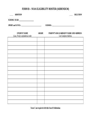 B -- NIAA ELIGIBILITY ROSTER (ADDENDUM) Doc Template | pdfFiller