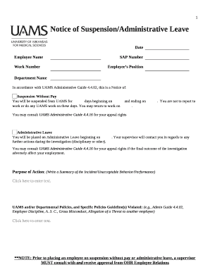Notice of Suspension/Administrative Leave Doc Template | pdfFiller