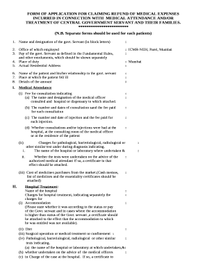 OF APPLICATION FOR CLAIMING REFUND OF MEDICAL EXPENSESINCURRED IN ...