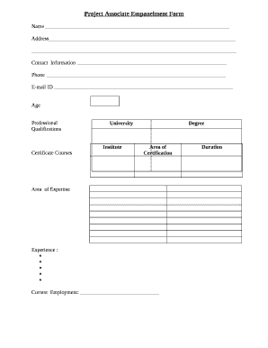 Project Associate Empanelment Doc Template | pdfFiller