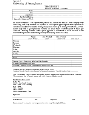 WEEKLY& HOURLY PAID STAFF template Doc Template | pdfFiller