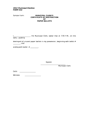 Sample :MUNICIPAL CLERK'S Doc Template | pdfFiller