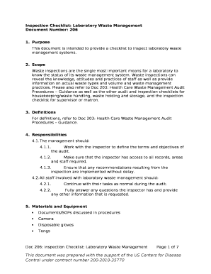 Inspection Checklist: Laboratory Waste Management Doc Template | pdfFiller