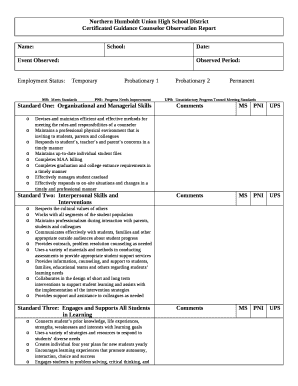 Certificated Guidance Counselor Observation Report Doc Template | pdfFiller