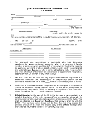 JOINT UNDERTAKING FOR COMPUTER LOAN Doc Template | pdfFiller