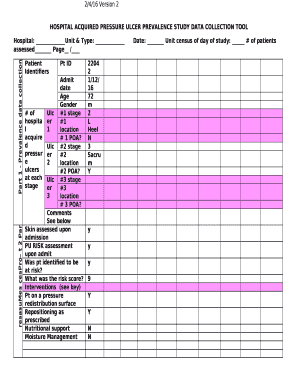 HOSPITAL ACQUIRED PRESSURE ULCER PREVALENCE STUDY DATA COLLECTION TOOL ...