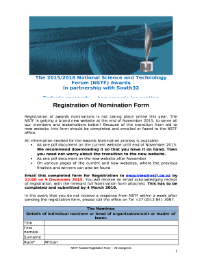 Registration of Nomination Doc Template | pdfFiller