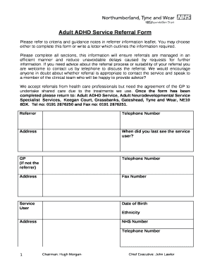 Adult ADHD Service Referral Doc Template | pdfFiller