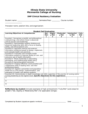 DNP Clinical Residency Evaluation Doc Template | pdfFiller