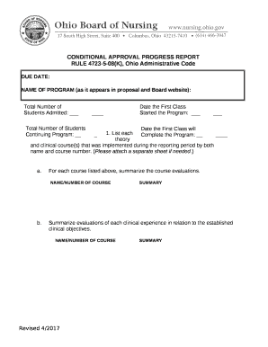 CONDITIONAL APPROVAL PROGRESS REPORT Doc Template | pdfFiller