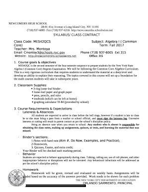 SYLLABUS/ CLASS CONTRACT Doc Template | pdfFiller