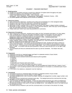 STUDENT TEACHER CONTRACT Doc Template | pdfFiller