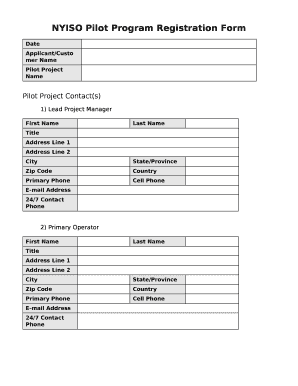 NYISO Pilot Program Registration Doc Template | pdfFiller