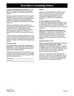 Procedures (Standing Rules) are essential Doc Template | pdfFiller