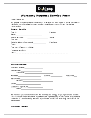 Warranty Request Service Doc Template | pdfFiller