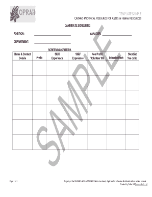 CANDIDATE SCREENING Doc Template | pdfFiller