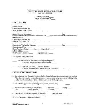 FREE PRODUCT REMOVAL REPORT Doc Template | pdfFiller