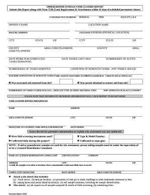 UNDERGROUND STORAGE TANK CLOSURE REPORT Doc Template | pdfFiller