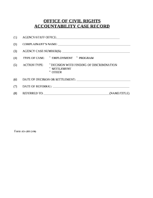 ACCOUNTABILITY CASE RECORD Doc Template | pdfFiller
