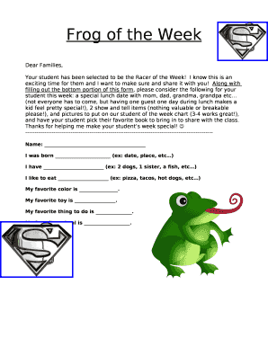 Frog of the Week Doc Template | pdfFiller