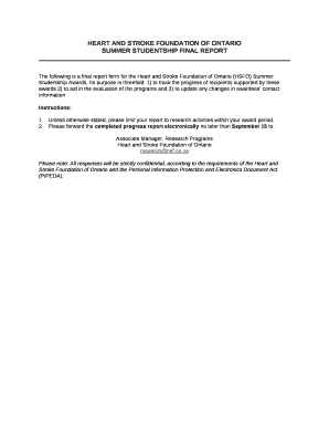 Summer studentship final report Doc Template | pdfFiller